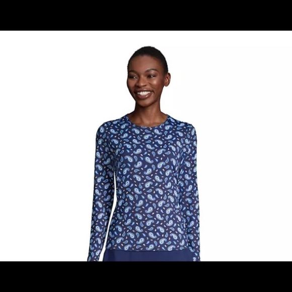 Lands' End | Swim | New Lands End Swim Rash Guard Blue Paisley Mp ...